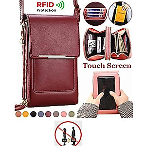 Small Crossbody Bags Purses,Anti-theft Leather Bag,Touch Screen Cell Phone Purse,Wallet Travel Purse,Shoulder Bag (Grey)