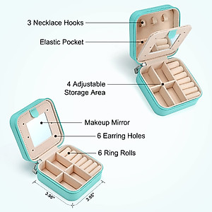 Parima Initial Jewelry Box for Women Girls, Jewelry Travel Case | Chenille Letter Patches Jewelry Box | Multifunctional Personalized Travel Jewelry Case | Birthday Gifts - Letter D, Aqua Blue