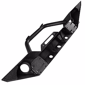 OCPTY Front Bumper and Rear Bumper with and Tire Carrier Fit For 2007-2015 2016 2017 2018 for Jeep Wrangler JK Winch Plate with D-ring with and Tire Carrier Texture Black