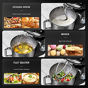 Stand Mixer, KICHOT 10+P Speed 4.8 Qt. Household Stand Mixers, Tilt-Head Dough Mxier with Dough Hook, Beater, Wire Whisk & Splash Guard Attachments for Baking, Cake, Cookie, Kneading, SM-1533