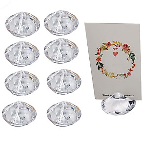 luzen 8Pcs Acrylic Diamond Shape Place Card Holders Wedding Decoration Table Number Card Holder Name Card Picture Memo Note Photo Display Stands Holder for Wedding Birthday Party Favor, Clear