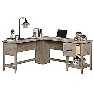 Sauder Summit Station L-Desk, L: 58.66" x W: 66.46" x H: 29.02", Laurel Oak finish