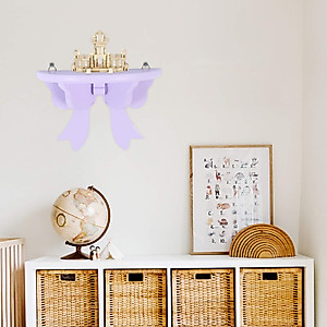 Cabilock 3 Pcs Bow Tie Rack Decorative Floating Shelves Bowknot Shaped Rack Picture Ledge Shelf Room Wall Bookshelf Wall Mounted Shelves Wall Mounted Organizer Cute Shelves Wooden Purple