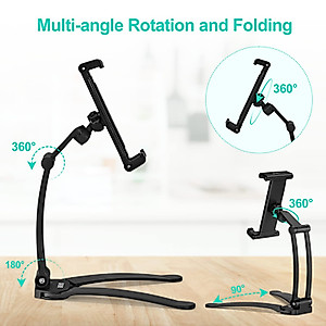 Bben iPad Wall Mount,360° Rotating Kitchen iPad Stand, iPad Under Cabinet Mount, Tablet Wall Mount for iPad Pro, Kitchen Tablet Holder for iPad Mini 5, iPad Air 4, Other 5-12” Devices, Black