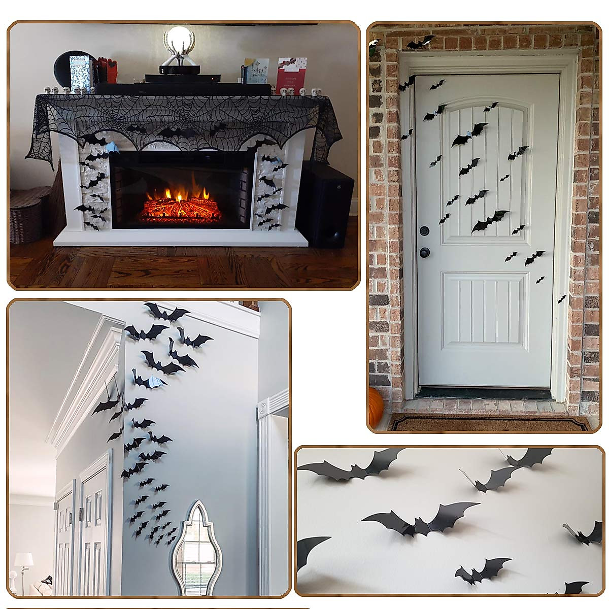 Halloween Bats Wall Decals 56pcs Bat Wall Stickers Halloween 3D Bats for Wall Decoration 4 Size