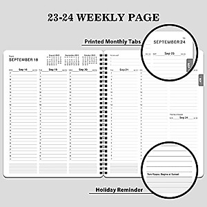 2023-2024 Weekly Appointment Book & Planner - 2023-2024 Daily Hourly Planner, July 2023 - June 2024, 8" x 10", Half Hour (30 Mins) Interval, Twin-Wire Binding, Lay-Flat, Round Corner, Thick Paper