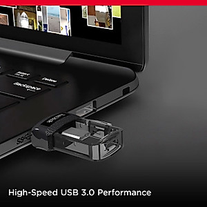SanDisk 256GB Ultra Dual Drive m3.0 for Android Devices and Computers - microUSB, USB 3.0 - SDDD3-256G-GAM46, Black