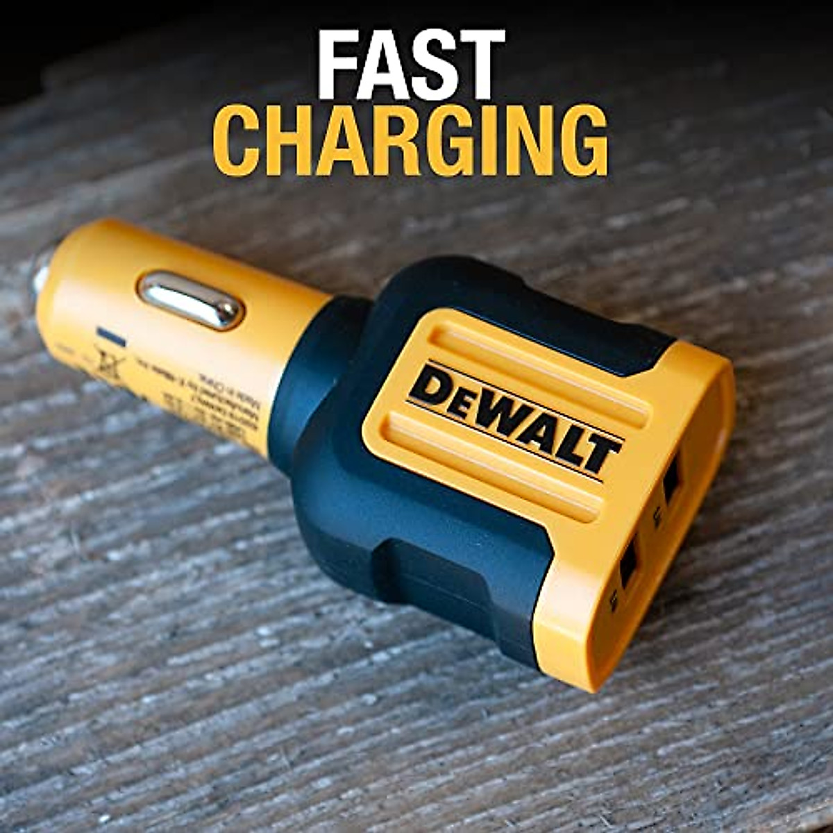 DEWALT 2-Port USB Car Charger — 24W Fast Charge Dual Port USB-A for iPhone 14 13 12 11 Pro Max X XR XS 8 Plus 6s iPad — Compatible with Samsung Galaxy S22 S21 S10 Plus S7 GPS
