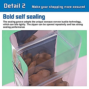Resealable Mylar Bags Stand Up Food Storage Aluminum Foil Bags 50 Pack Reusable Pouches 5 Different Sizes for Beans Coffee Cookie Snack Food Dried Flowers Tea
