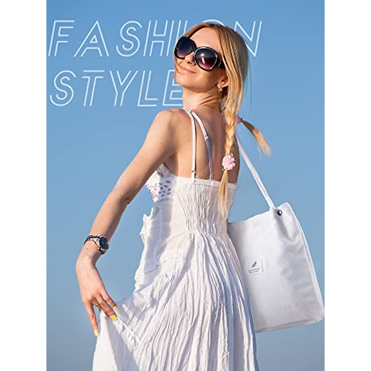 Sweetude 6 Pieces Corduroy Bags for Women Tote Bag with Pockets Corduroy Underarm Bag Women's Shoulder Handbags Big Capacity Shopping Bag