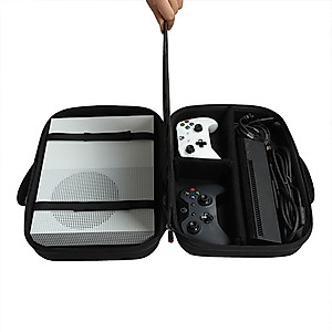 Hermitshell Hard EVA Travel Case Fits Microsoft Xbox One S Game Console + Kinect Sensor + Wireless Controller