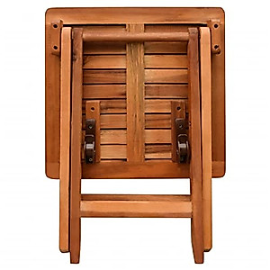 vidaXL Sunlounger and Table Set 3 Piece Solid Acacia Wood Brown Folding Sunbed