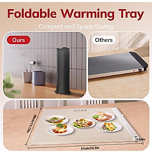 Tobiilw Electric Fast Warming Tray, 2024 New Food Warmers Adjustable Temperature, Full Surface Heating Mat, Roll-up Warming for Home Parties