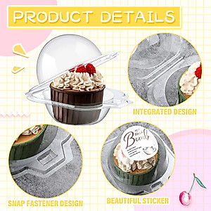 100 Pcs Hot Cocoa Bomb Packaging Box and Sticker Set 50 Individual Chocolate Bomb Box Plastic Disposable Cupcake Boxes Clear Cupcake Containers 50 Cocoa Bomb Stickers for Wedding Baby Shower Christmas