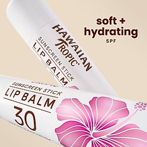 Hawaiian Tropic Tropical Lip Balm SPF 30 | Lip Balm for Stocking Stuffers for Adults, Christmas Gifts, Lip Sunscreen, Lip SPF 30, Lip Sunblock, Travel Sunscreen, Mini Sunscreen, 0.14oz (Pack of 10)