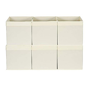 Hosuehold Essentials Household Essentials 88-1 Foldable Fabric Storage Bins | Set of 6 Cubby Cubes with Flap Handle, Beige