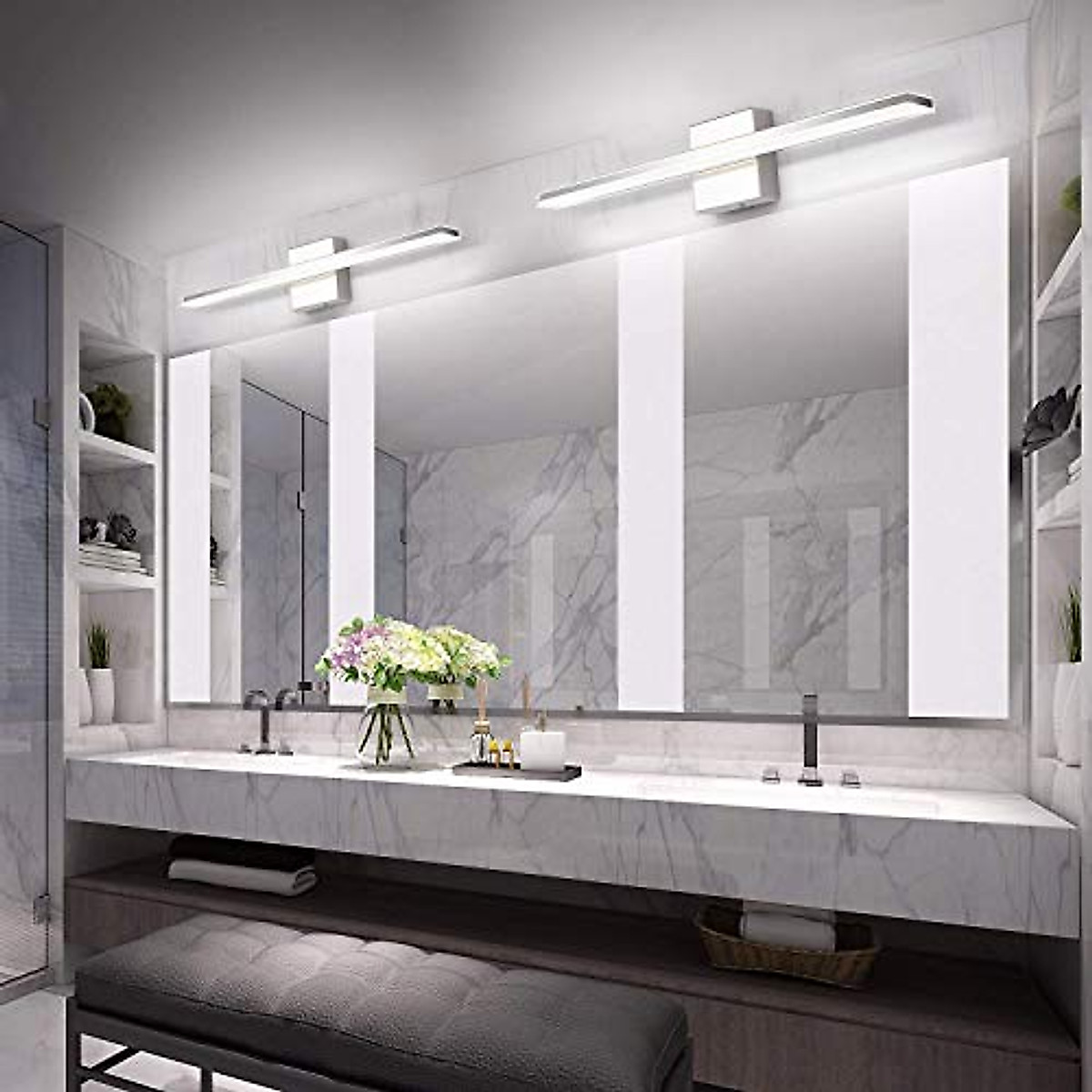 BRIVOLART LED Vanity Lights, 24 Inch 14W Cool White 6000K LED Bathroom Bedroom Vanity Light Fixtures Modern Chrome Bathroom Vanity Lights for Mirror
