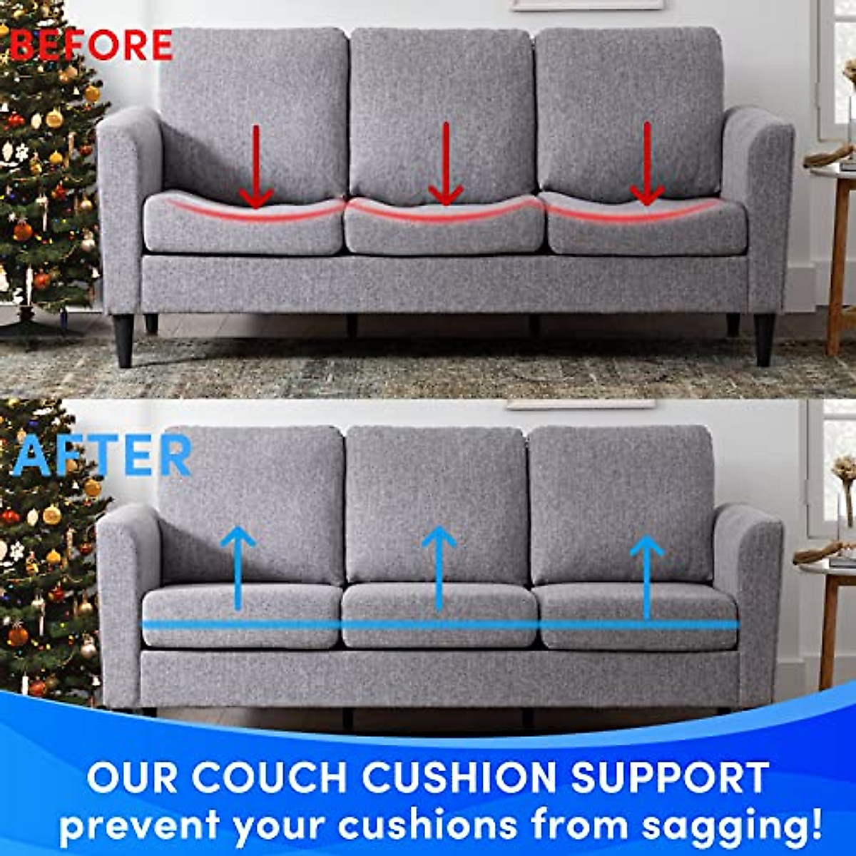 Couch Cushion Support for Sagging Seat, Under Couch Support Board, Saggy Sofa Cushion Support, Firmer ABS Board Cushion Support, Thicker Furniture Couch Slats Seat Saver, 17x66 inch