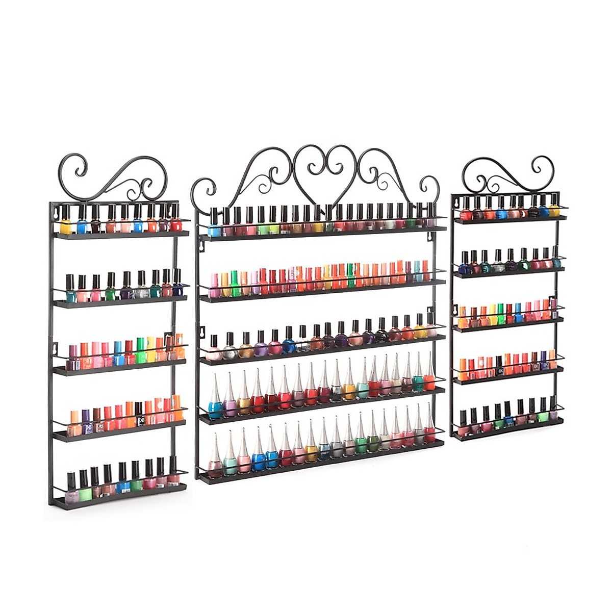 DAZONE 3 in 1 Nail Polish Wall Rack Organizer Holds 200 Bottles Nail Polish Shelf 3 pcs Included Black