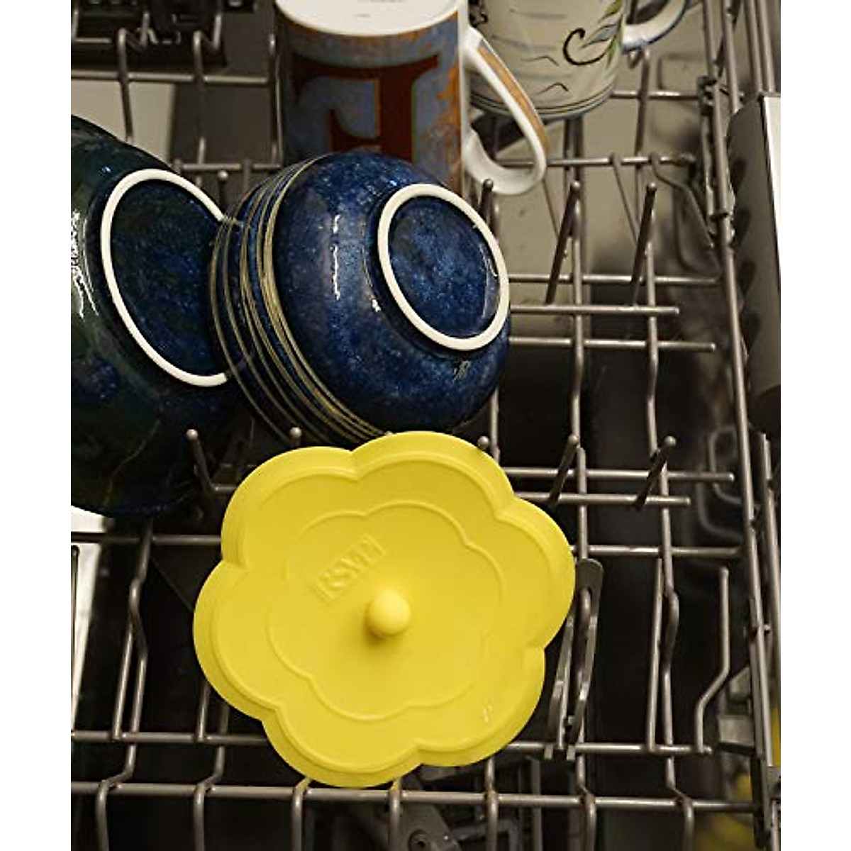 RSVP International Yellow Silicone Flower Kitchen Stopper, 6" | Sink Plug | Water-Tight Seal | Durable Silicone Withstands Hot Water | Dishwasher Safe