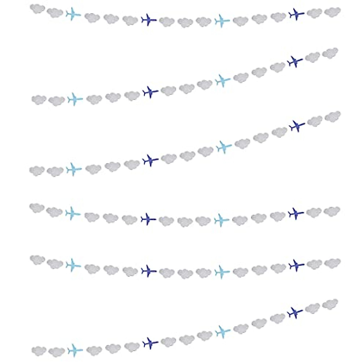 Lauthen.S Airplane Clouds Garland, 6pcs Glitter Paper Garland Decorations for Birthday Backdrop Airplane Themed Baby Shower Party Supplies Classroom Home Decor