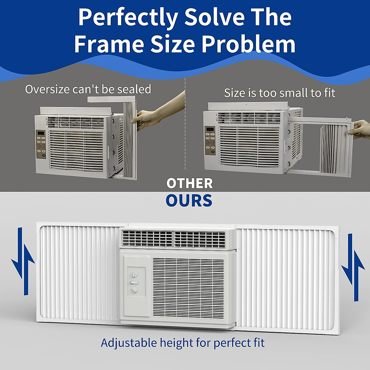 Wintcomfort Window Air Conditioner Side Panel with Adjustable Frame, Universal Window AC Accordion Filler Kit for Window AC Units 5000~14000 Btu, Window AC Insulation Side Panels with Frame