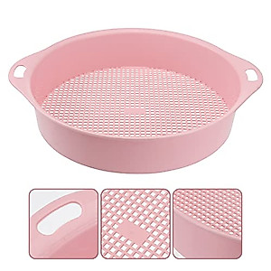 Yardwe Garden Sieve，1PC Plastic Mesh Soil Sieve Mesh Screen with Handle, Sifting Pan for Home Plant Gardening Round Shaped (Pink)