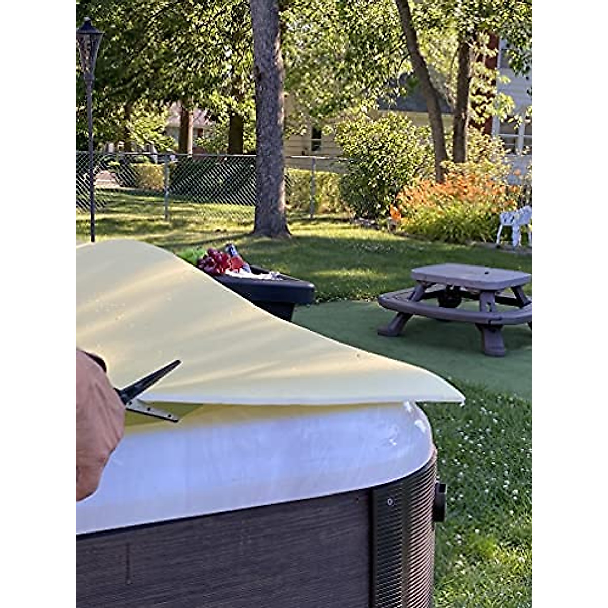 Protect Your Cover and Save on Energy Bills with Outdoor Innovations Hot Tub Thermal Cover - Durable, Insulating Spa Blanket with Closed Cell Foam and Chemical Protection (7'x6'x3/8",)