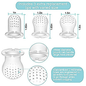 PandaEar Baby Food Feeding Set Fresh Fruit Feeder 3 Pack with 3 Size Silicone Pacifiers, 2 Silicone Baby Spoon, 1 Food Mash and Serve Bowl with Scissor, 1 Baby Food Dispensing Spoon