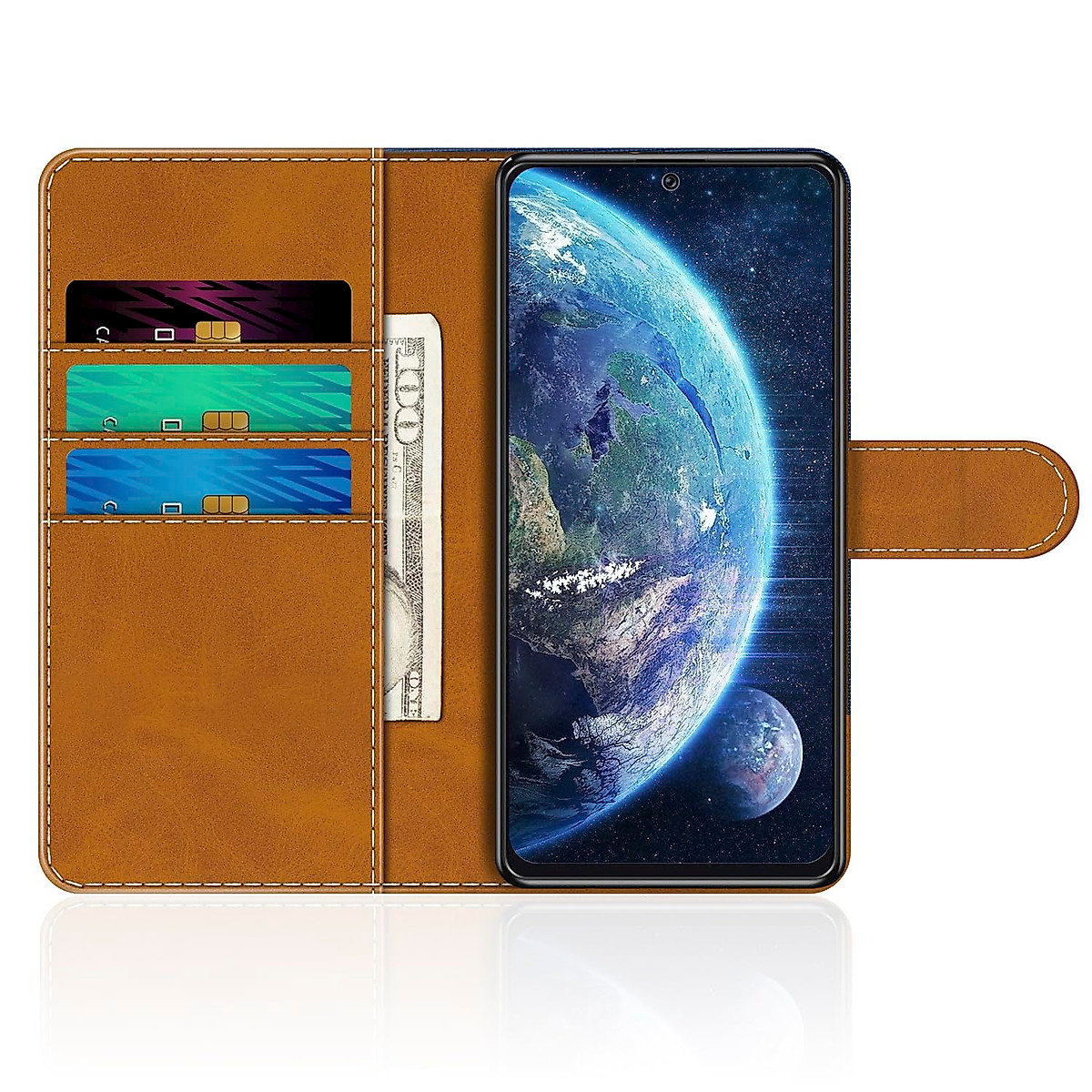 MILEGAO Leather Case for AGM Glory Qualcomm 5G Magnetic Phone Case with Wallet and Card Slot + [2 Pack] Tempered Glass Screen Protector for AGM Glory Pro 5G (6.53”)