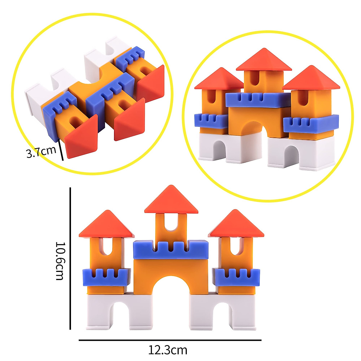CHIN FAI Silicone Stacking Blocks, 12 PCS Baby Soft Castle Building Blocks - Montessori Kids Stacking & Nesting Toys for Babies 6 Months and up (Red)