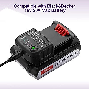 LCS1620 Replacement Charger 20V Lithium Battery Charger for Black&Decker 16V-20V Lithium Ion Battery LBXR20 LBXR20-OPE LB20 LBX20 LBX4020 LB2X4020 LBXR2020-OPE BL1514 LBXR16