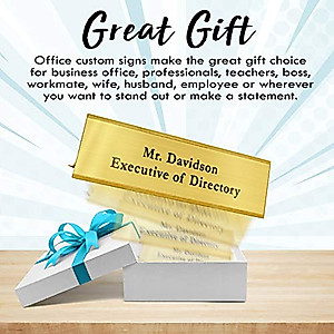 Name Plates for desks - Office Desk Name Plate Personalized with Desk or Wall Holder Customized Engraving 2x8