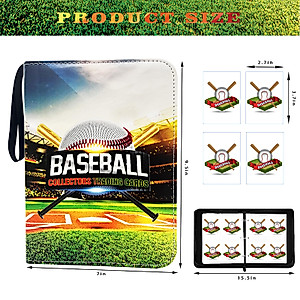 400 Pockets Baseball Cards Binder,Trading Cards Holder Card Collectors Album,Trading Card Binder 4 Pocket with 50 Removable Sleeves for Baseball Card and Sports Card