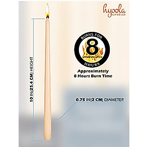 12 Pack Tall Taper Candles - 10 Inch Cream Dripless, Unscented Dinner Candle - Paraffin Wax with Cotton Wicks - 8 Hour Burn Time