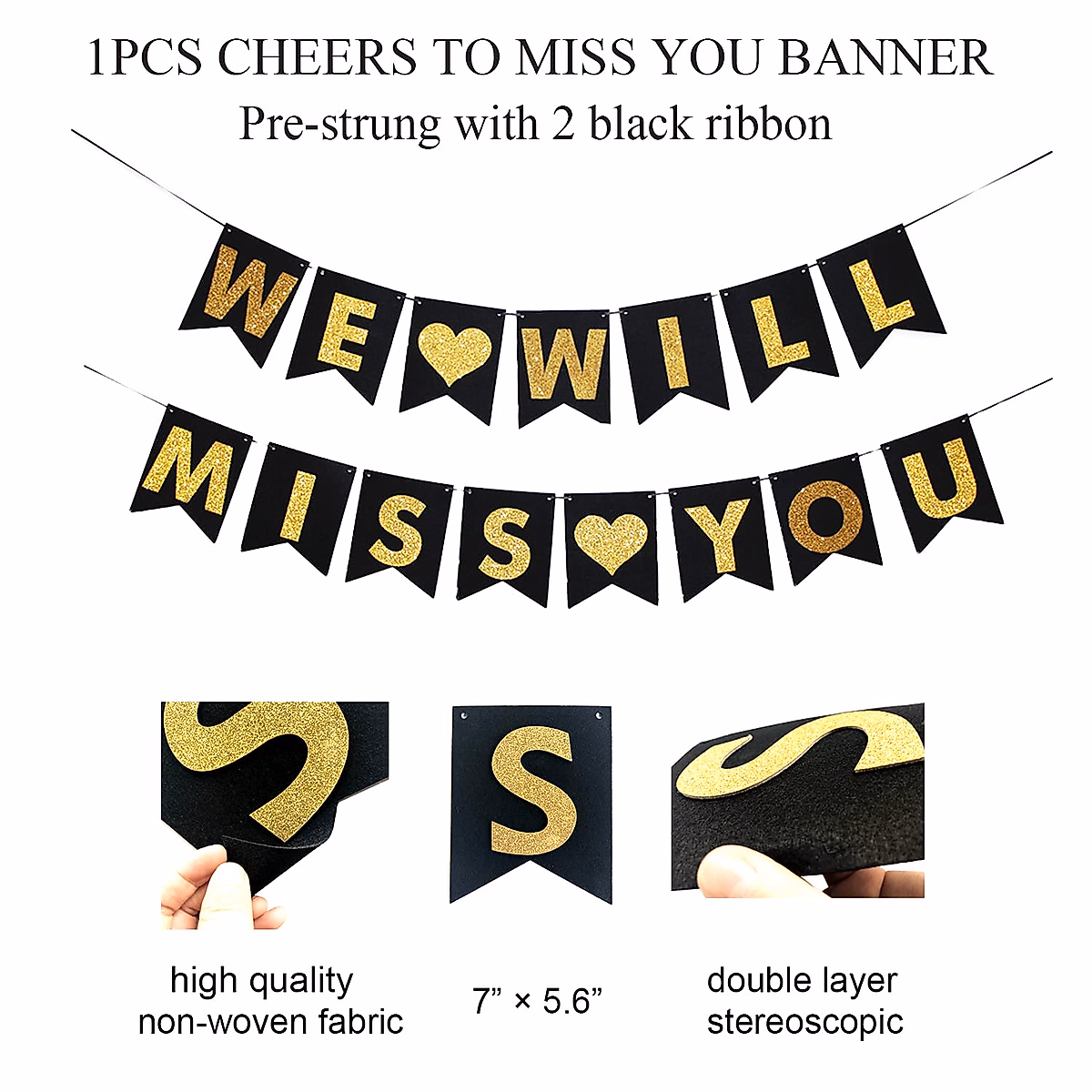 We Will Miss You Decorations, Homond Farewell Party Decorations for Coworker or Friend Going Away Retirement Office Work Job Change Graduation We Will Miss You Banner Paper Fan Foil Balloon