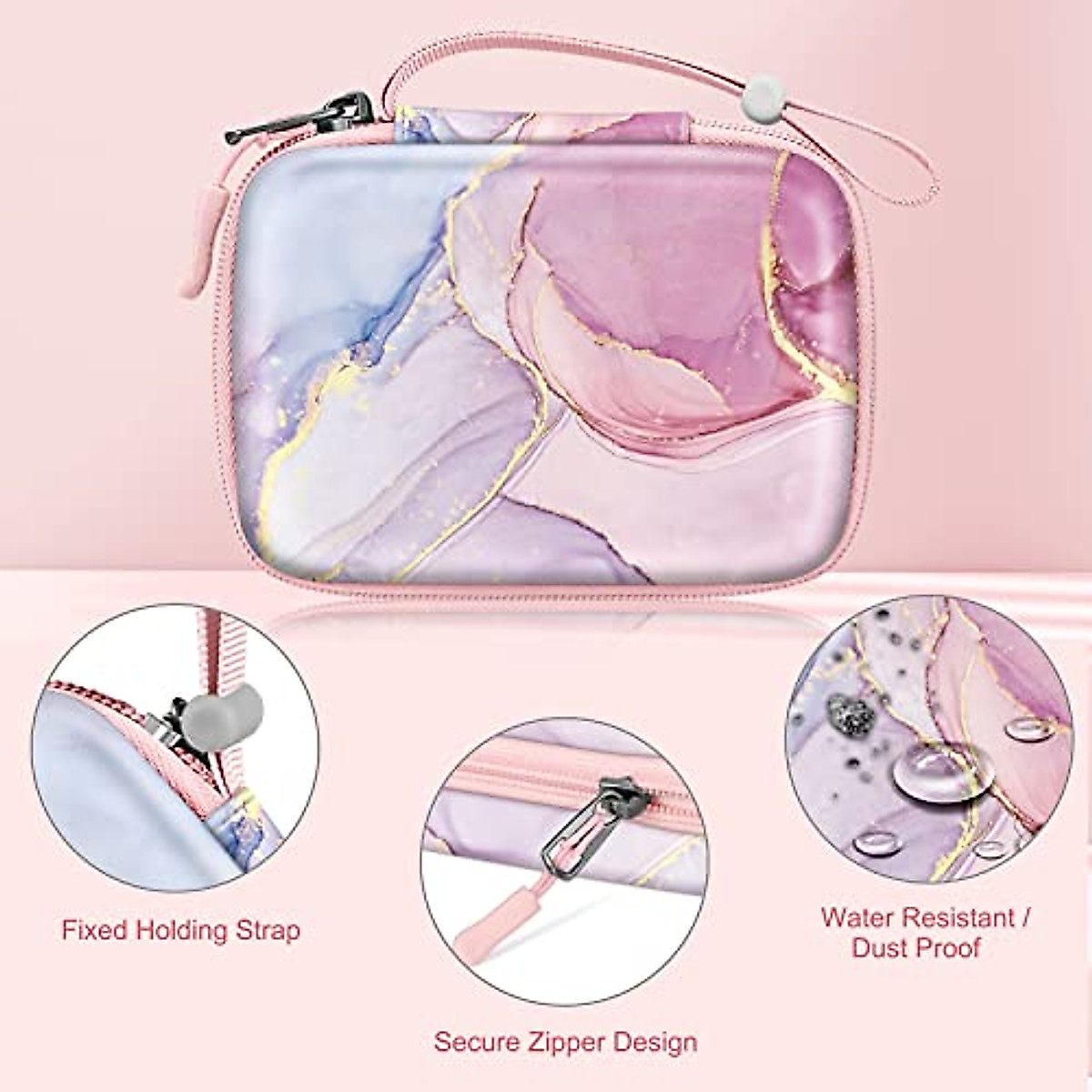 Fintie Kids Camera Case Compatible with Seckton/GKTZ/WOWGO/OMZER/Suncity/Agoigo/Ourlife/Rindol/Unicorn Toys Digital Camera & Video Camera, Hard Carrying Bag with Inner Pocket, Dreamy Marble