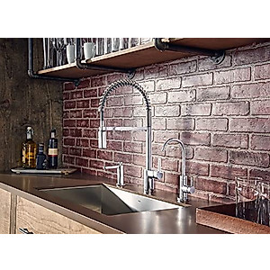 Moen Align Chrome One-Handle Pre-Rinse Spring Pulldown Kitchen Faucet with Pull Down Sprayer and Power Boost, Single Hole Kitchen Sink Faucet, 5923