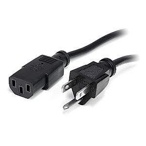 StarTech.com 3ft (1m) Computer Power Cord, NEMA 5-15P to C13, 10A 125V, 18AWG, Black Replacement AC Power Cord, Printer Power Cord, PC Power Supply Cable, Monitor Power Cable - UL Listed (PXT101_3)