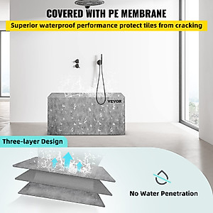 VEVOR Ready to Tile Shower Seat, 38.2" x 11.4" x 20" corner shower bench, Factory Waterproof & 100% Leak Proof Tileable Shower Corner Seat, 440lbs Load-Bearing Rectangular Board Shower Bench, Grey