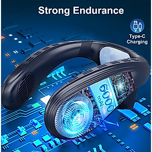 Neck Air Conditioner with Extra-large Cooling Plate, Portable Neck Fan 6000mAh Personal Cooling Travel Fan Innovative Back Air Outlet 3D Neck Cooler with LCD Display,3 Speeds/Refrigeration for Outdoor