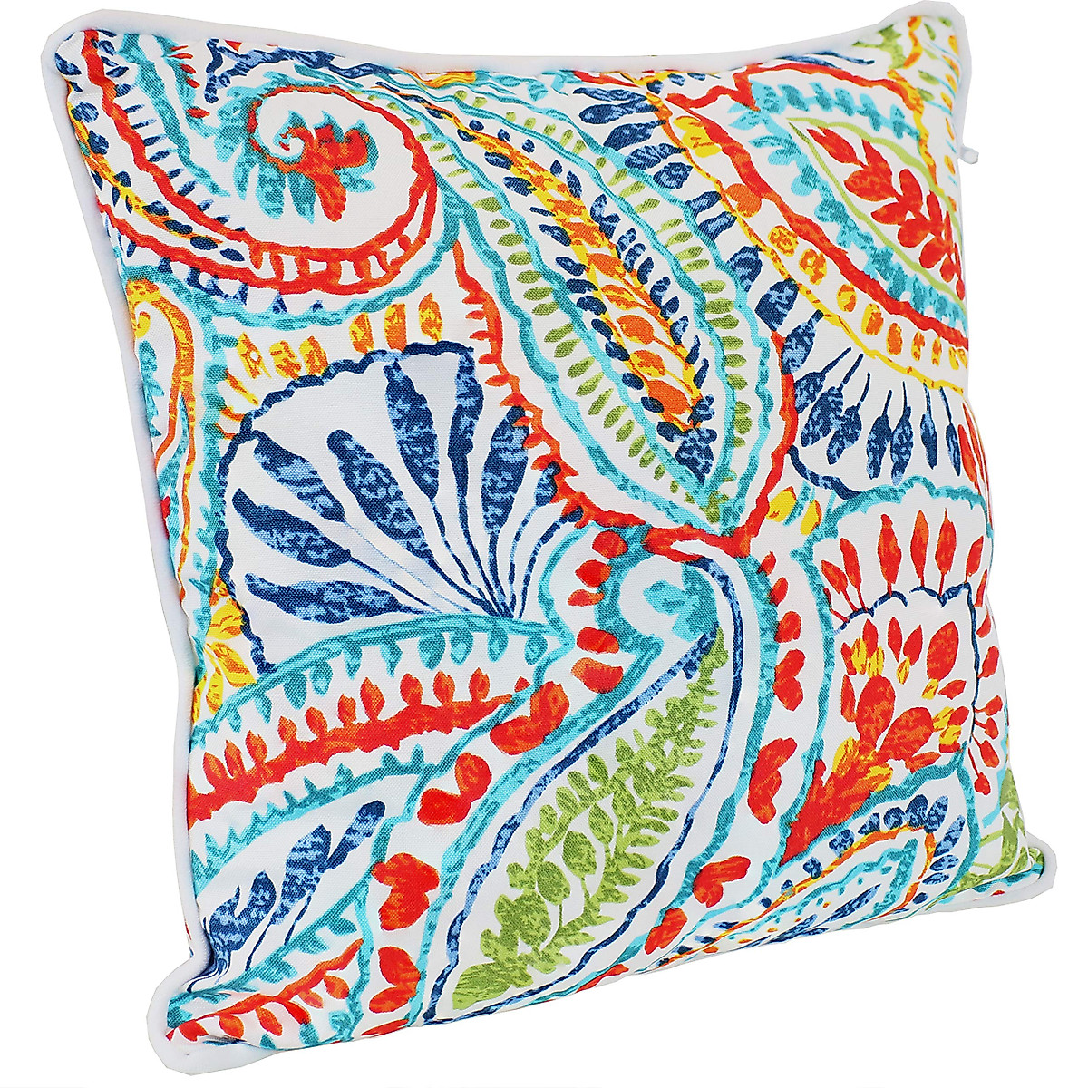 Sunnydaze 16-Inch Square Decorative Outdoor Throw Pillows - Set of 2 - Bold Paisley - for Indoor and Outdoor Use