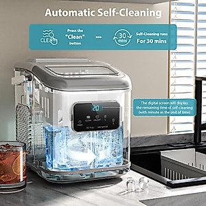 Electactic Ice Maker Machine countertop Self Cleaning Portable Compact Small Bullet Ice Maker with Digital Screen,9 Cubes in 6 Mins,26lbs in 24Hrs,for Camping Dorm Home Outdoor（White）