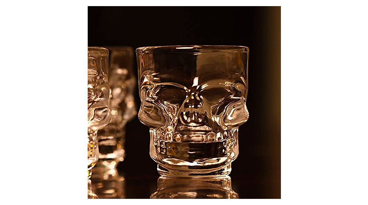 Circleware Skull Face Whiskey Shot Glasses - Set of 6