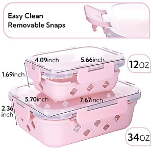 YARYOUNG 10 Pack Glass Meal Prep Containers with Removable Silicone Sleeves,Food Storage Container Set with Airtight Lids (34oz+12oz)