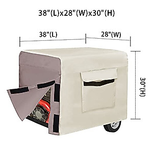 XYZCTEM Heavy Duty Waterproof Universal Generator Cover 38 x 28 x 30 inch - fits up to Most Generators 5500-15000 Watt, Beige & Khaki
