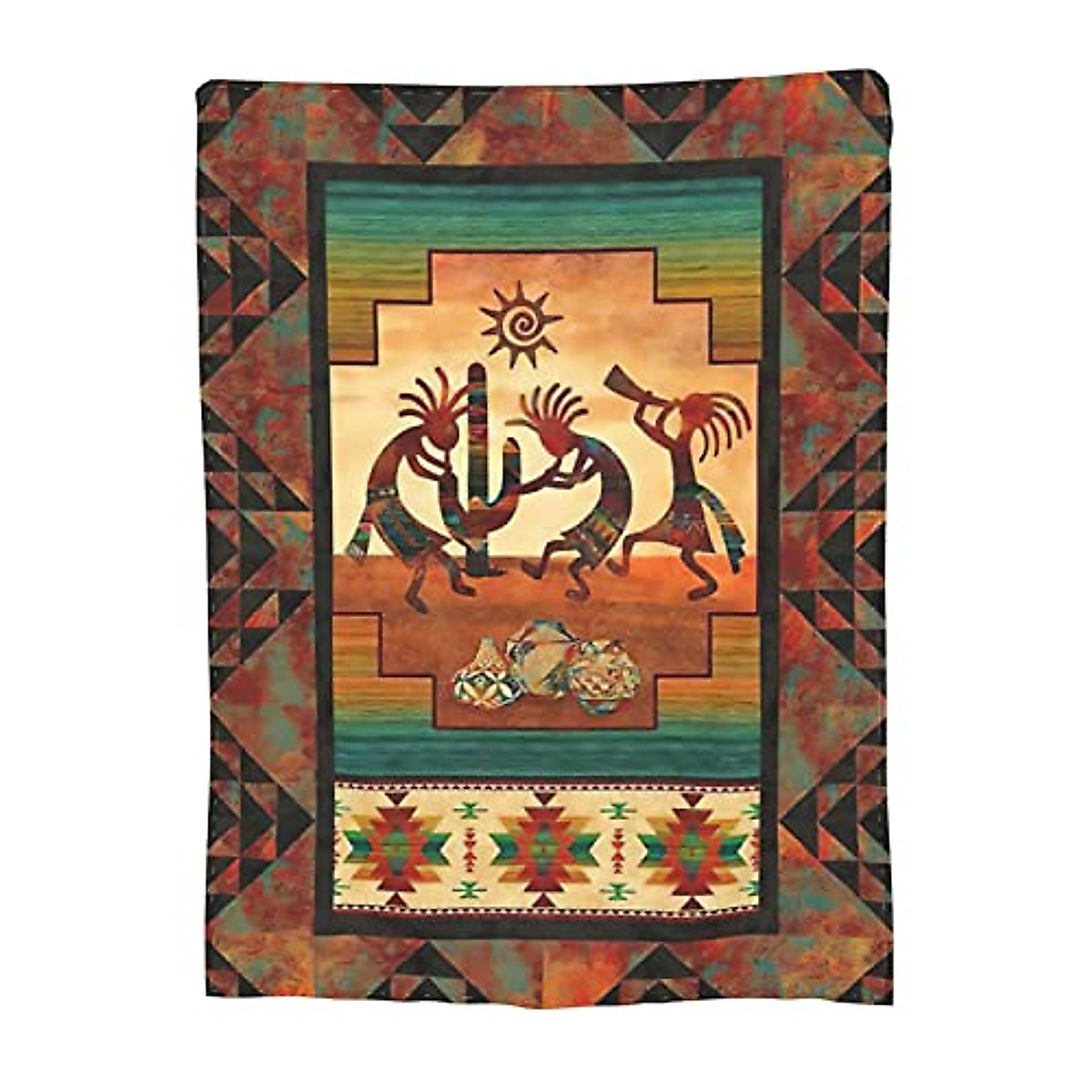 Arizona Kokopelli Retro Flute Art Full Fleece Throw Cloak Wearable Blanket Flannel Fluffy Comforter Quilt Nursery Bedroom Bedding King Size Plush Soft Cozy Air Conditioner Blanket