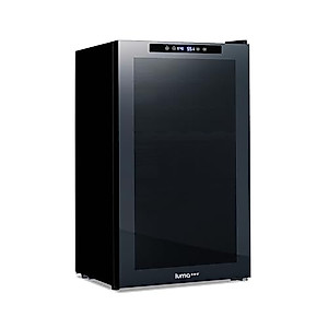 Luma Comfort Shadow Series Wine Cooler Refrigerator 33 Bottle Dual Temperature Zones, Freestanding Mirrored Wine Fridge with Double-Layer Tempered Glass Door & Compressor Cooling,Black