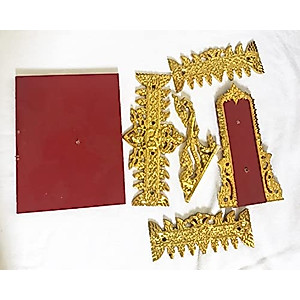 linnilyn Buddha Wood Shelf Wall Buddhist Display Vintage Gold Red Shrine 11 inches