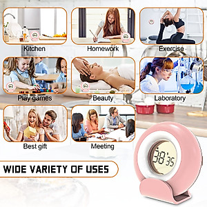 Digital Kitchen Timers - Smart Voice Control Timer, Visual timers Large LED Display Magnetic Countdown Timers for Classroom Cooking Fitness Baking Studying Teaching,Easy for Kids and Seniors（Pink）